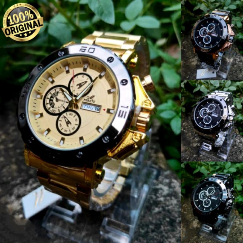Jual Jam Mirete Sport !! Anti Air Jam Import Pria Kasual Strap Rantai ( Tanggal Hari Aktif ) Jam ...