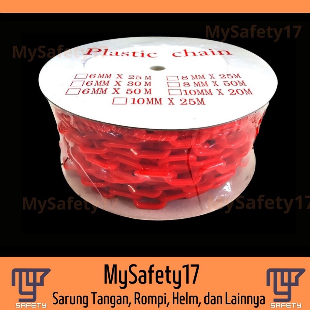 Jual Rantai Plastik PVC / Cone Chain / 6 mm x 25 m Penghubung Traffic ...