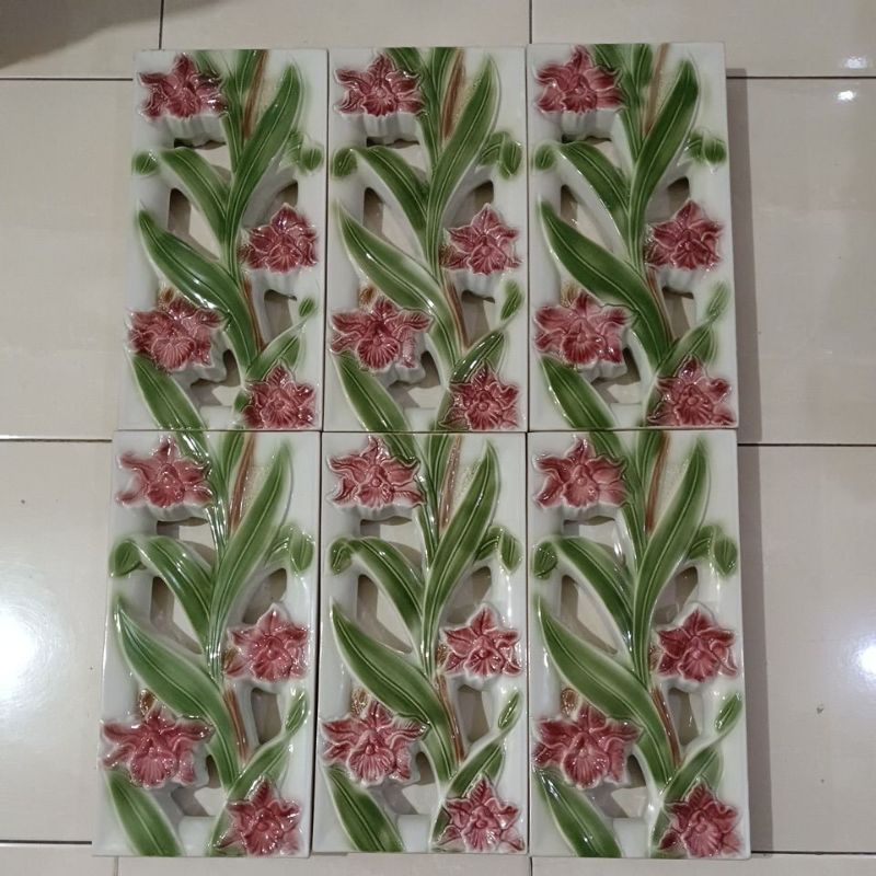 Jual roster keramik motif bunga 20x40 | Shopee Indonesia