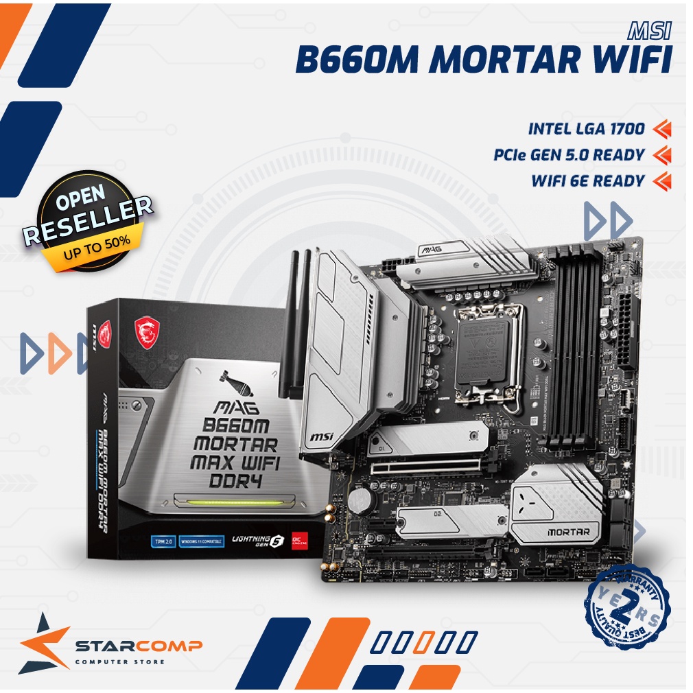 Jual MSI MAG B660M MORTAR MAX WIFI DDR4 Motherboard Intel B 660 LGA1700 D4 | Shopee Indonesia