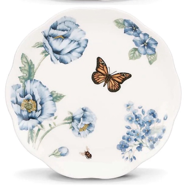 Jual Lenox Monarch Butterfly Meadow Bloom Blue Dessert Plate Piring ...