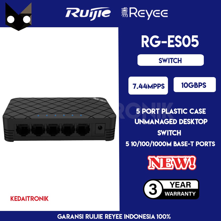 Jual Ruijie RG-ES05 5-Port Plastic 10/100Mbps Unmanaged Plastic Switch ...