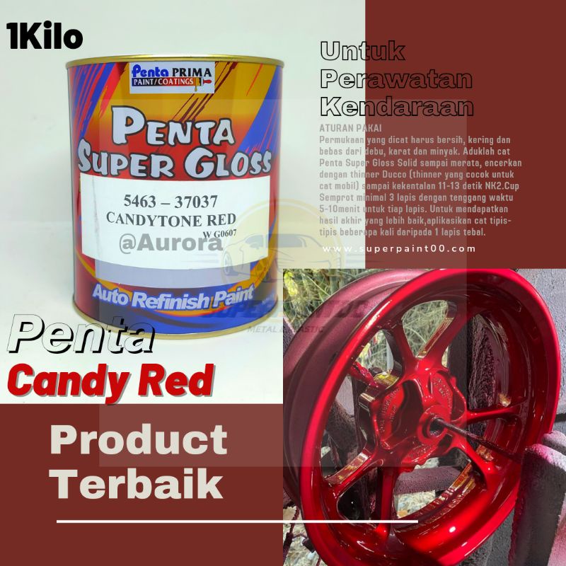 Jual Cat Merah Candy Tone Red 1Kg Penta Super Gloss Candytone ...