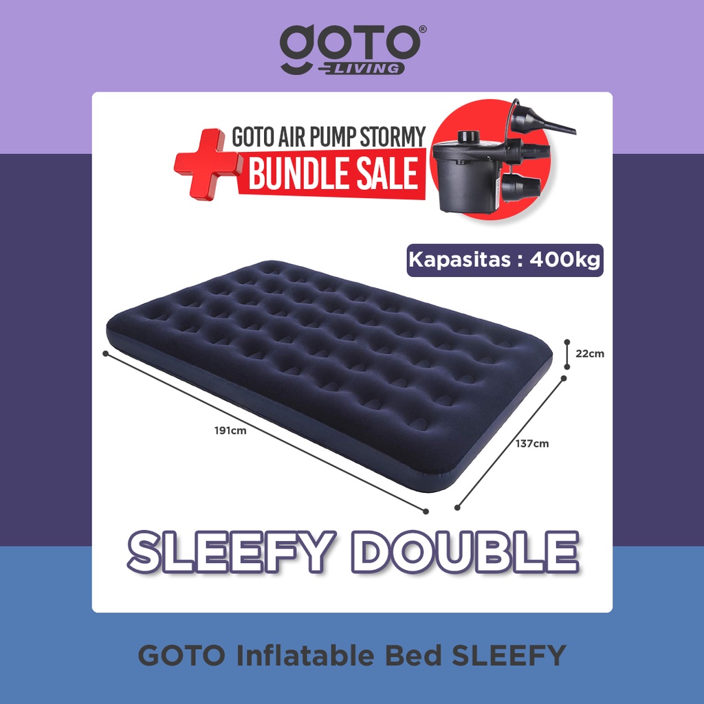 Jual Goto Sleefy Matras Tidur Kasur Angin Pompa Tiup Double Air Bed ...