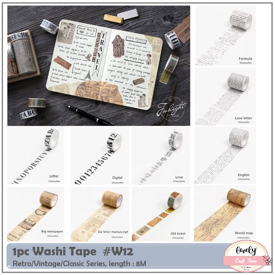 Jual LovelyCraftStore | W12 Washi Tape, Selotip Kertas, Selotip Jepang ...