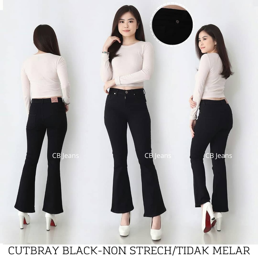 Jual Highwaist Cutbray Jeans Wanita Kekinian | Shopee Indonesia