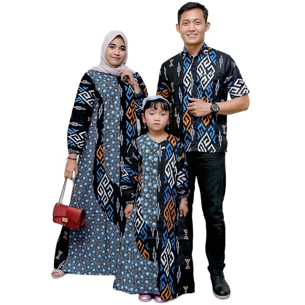 Jual Baju Couple Seragam Keluarga Motif Batik Tenun Songket Biru ...