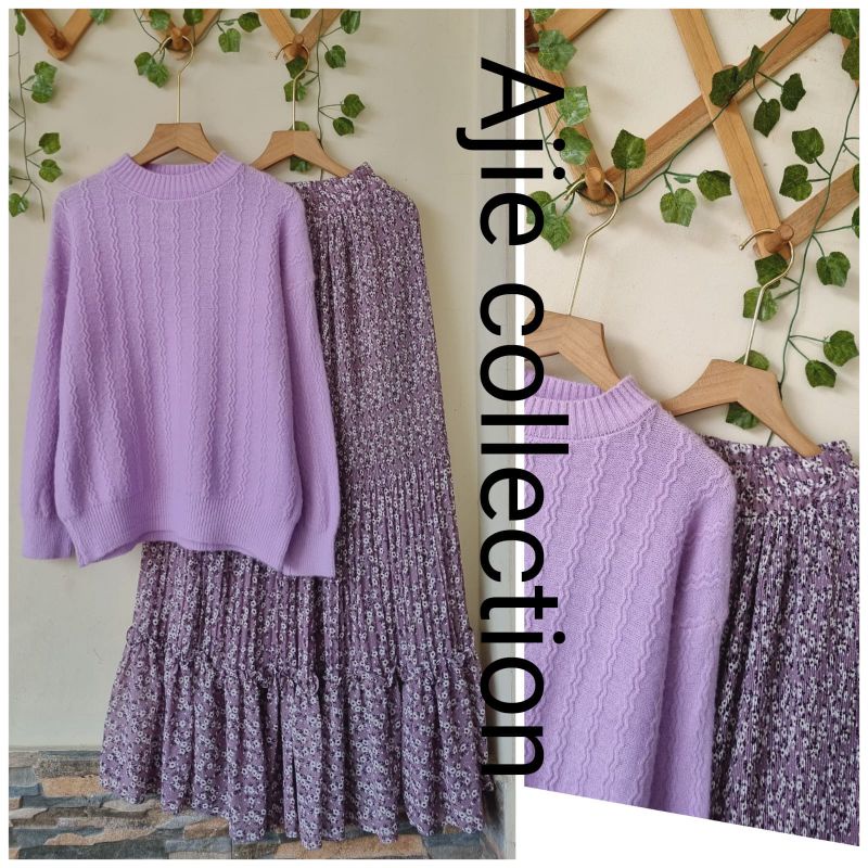 Jual One Set Rajut Import (mix Rok Plisket) | Shopee Indonesia