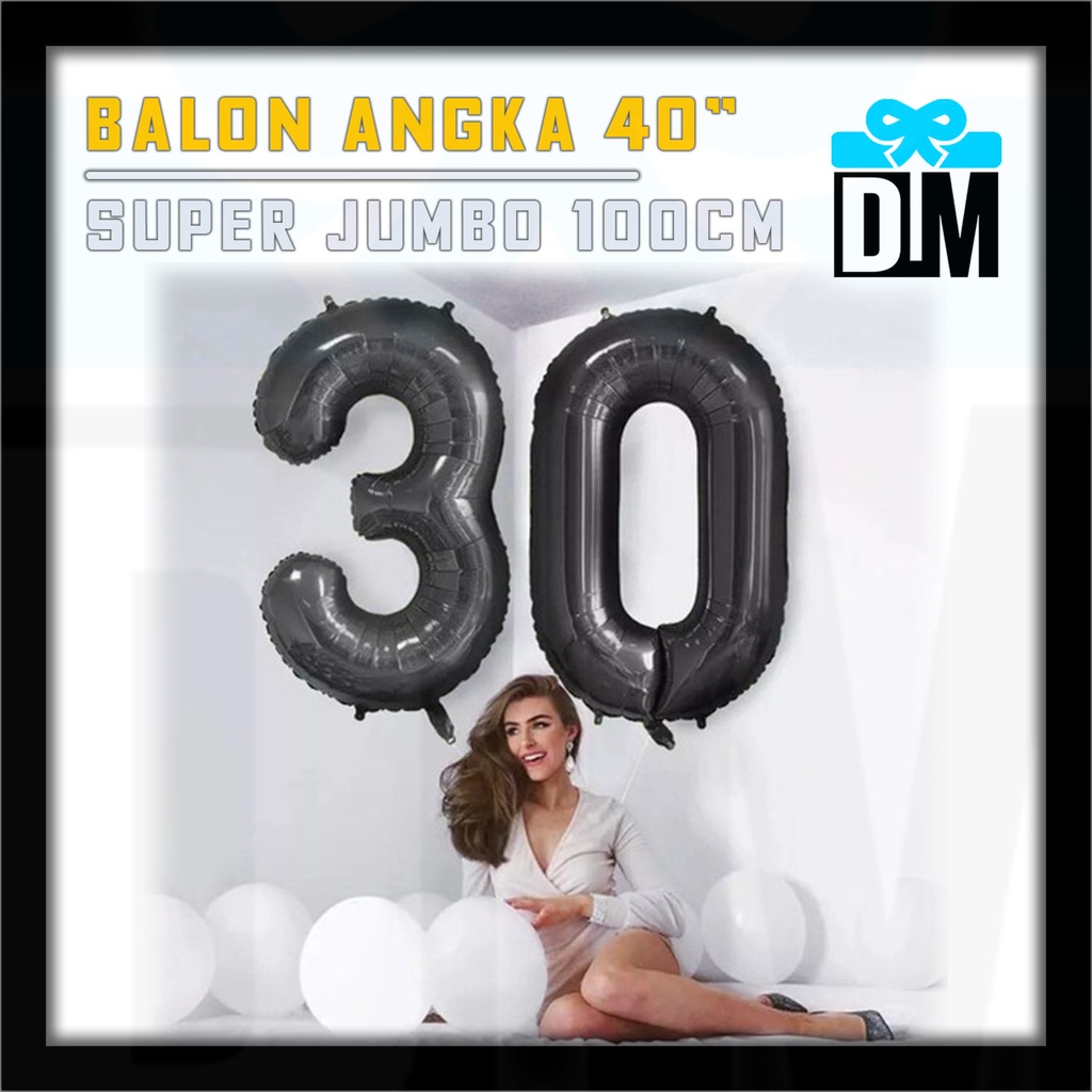 Jual Balon Angka 100 cm 40" inch SUPER JUMBO Baloons Number Foil SANGAT ...
