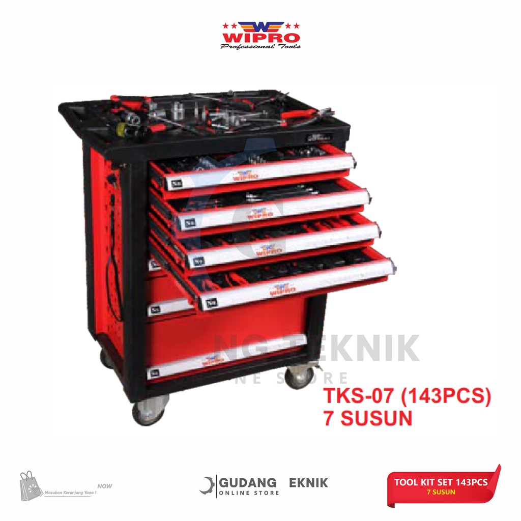 Jual Kotak Lemari Tool Kit Kunci Set 143pcs 7 Susun WIPRO TKS-07 / Tool Kit Sock Sok Set Box ...
