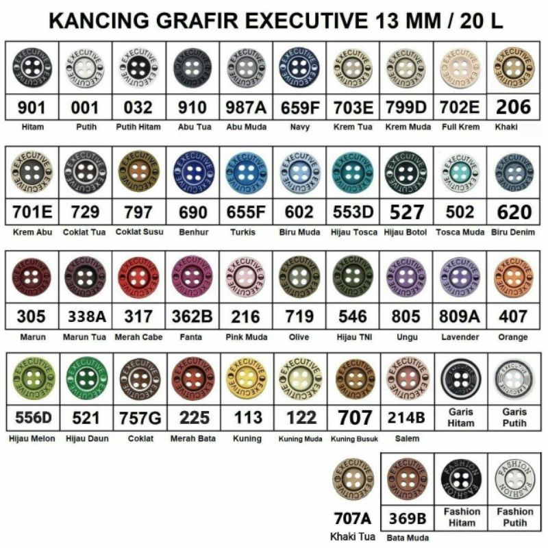Jual kancing baju/Hem/GRAFIR/EXECUTIVE/FASHION ukuran 1,3cm 50pcs ...