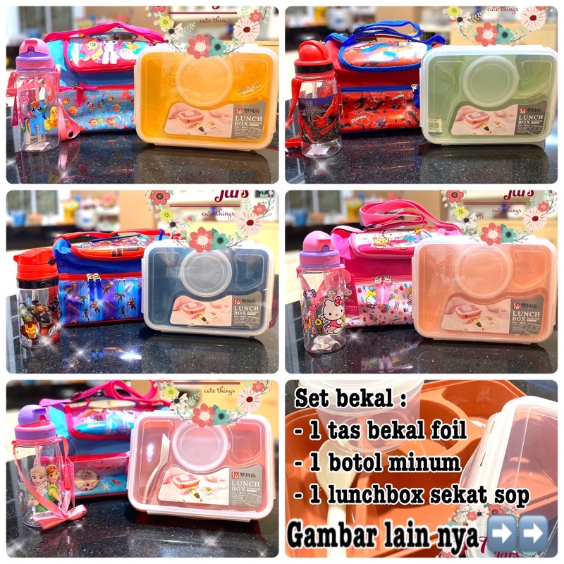 Jual set bekal anak skolah / tempat makan set / kotak bekal yoyee sekat / lunchbox yoyee sop ...