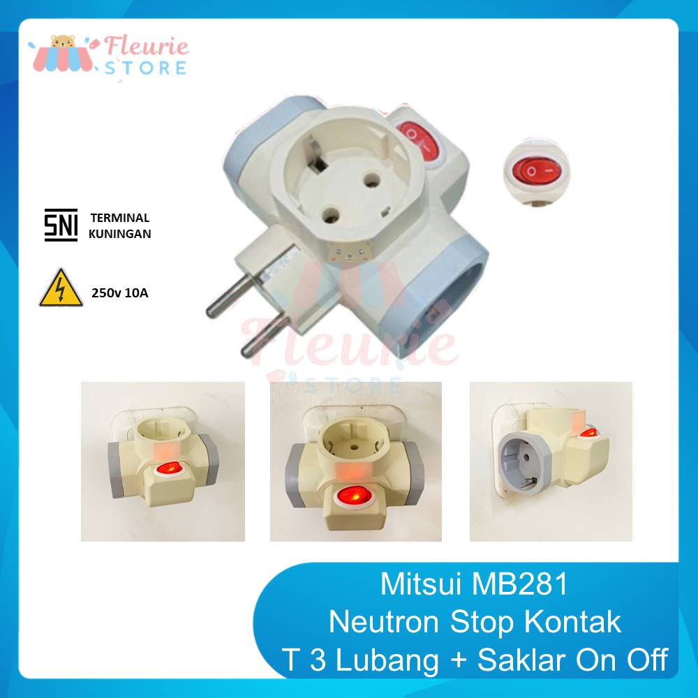 Jual Mitsui Stop Kontak T 3 / Steker T - MB281 Stop Kontak T 3 Lubang ...