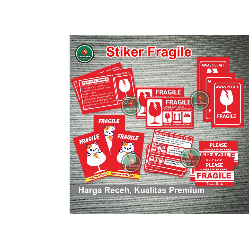 Jual stiker fragile murah | Sticker Unboxing Pengiriman Stiker Fragile ...