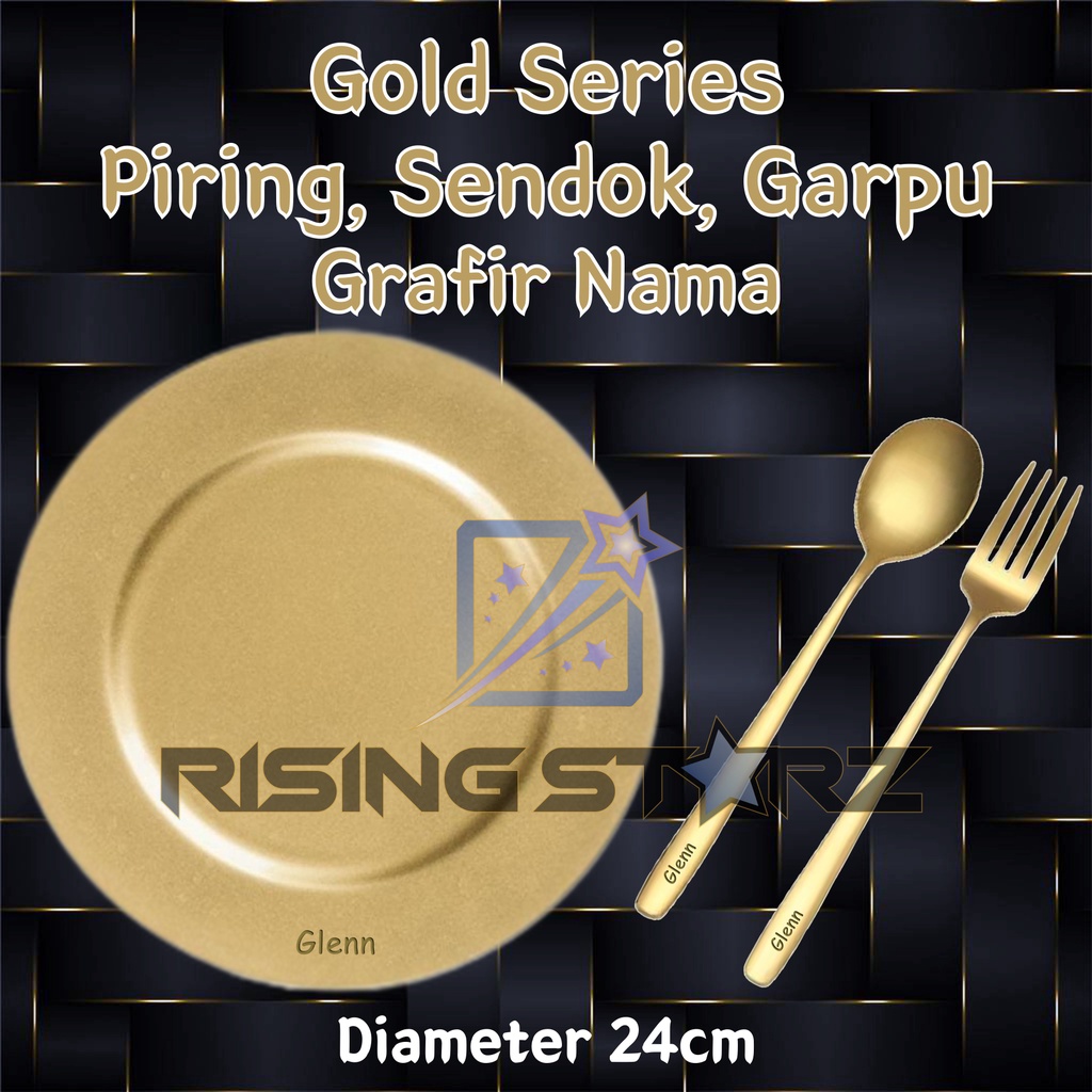Jual paket piring stainless sendok garpu set gold plate spoon fork ...