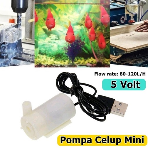Jual Pompa Celup USB DC 6V Pompa Air Mini Akuarium Micro Brushless ...