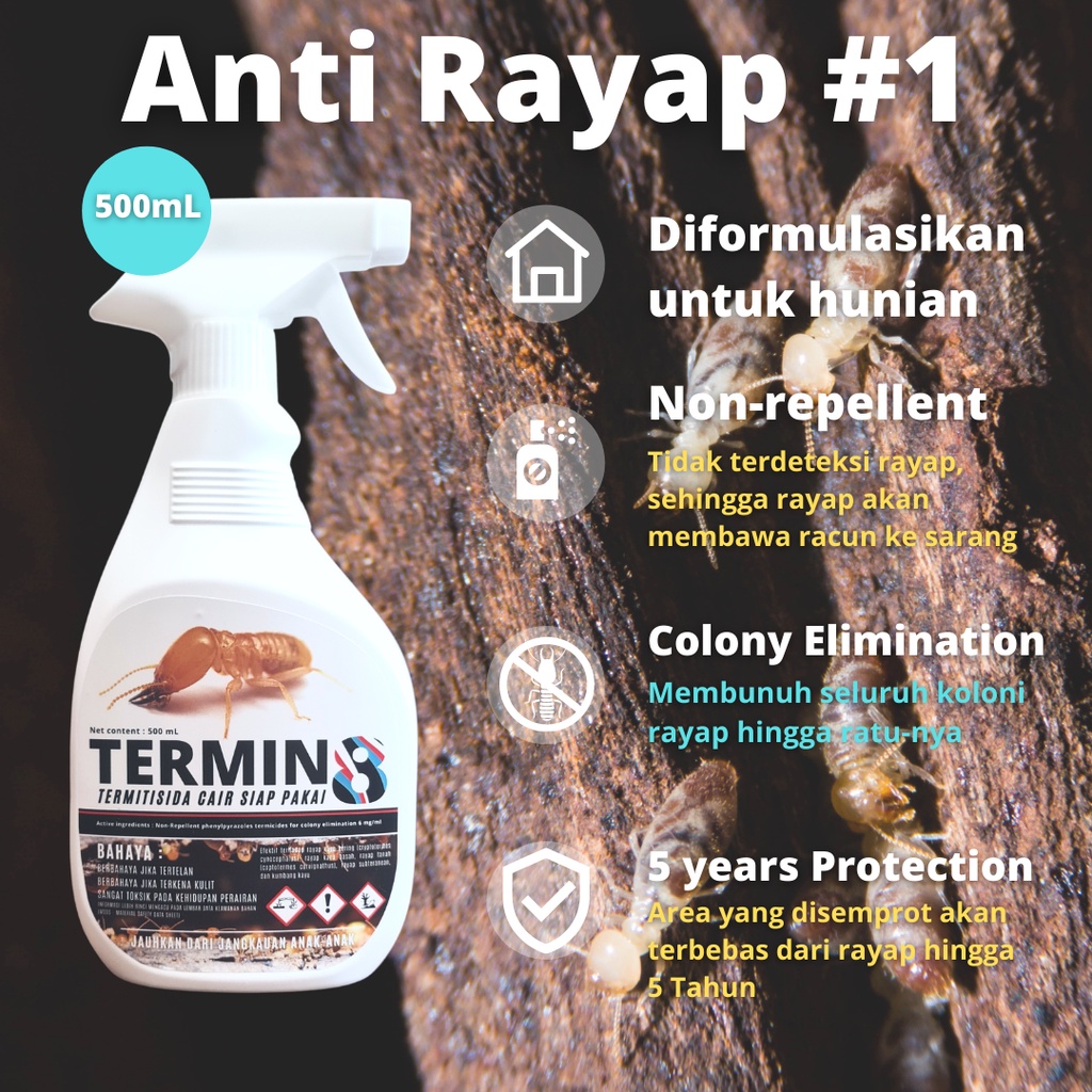 Jual Obat Anti Rayap Spray TERMIN8 / Racun Rayap Siap Semprot 500mL ...