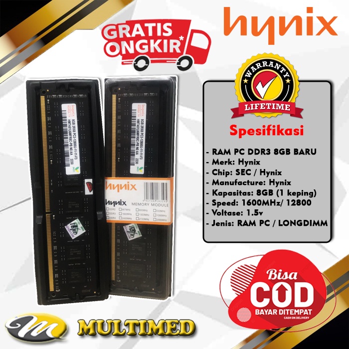 Jual RAM PC 8GB DDR3 1600MHz PC3-12800U LONGDIMM HYNIX | Shopee Indonesia