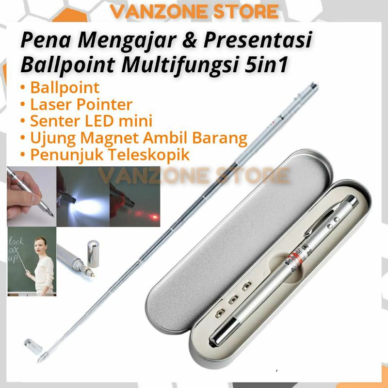 Jual [VANZONE] Pena Premium 5 in 1 Laser Pointer Ballpoint Multifungsi ...