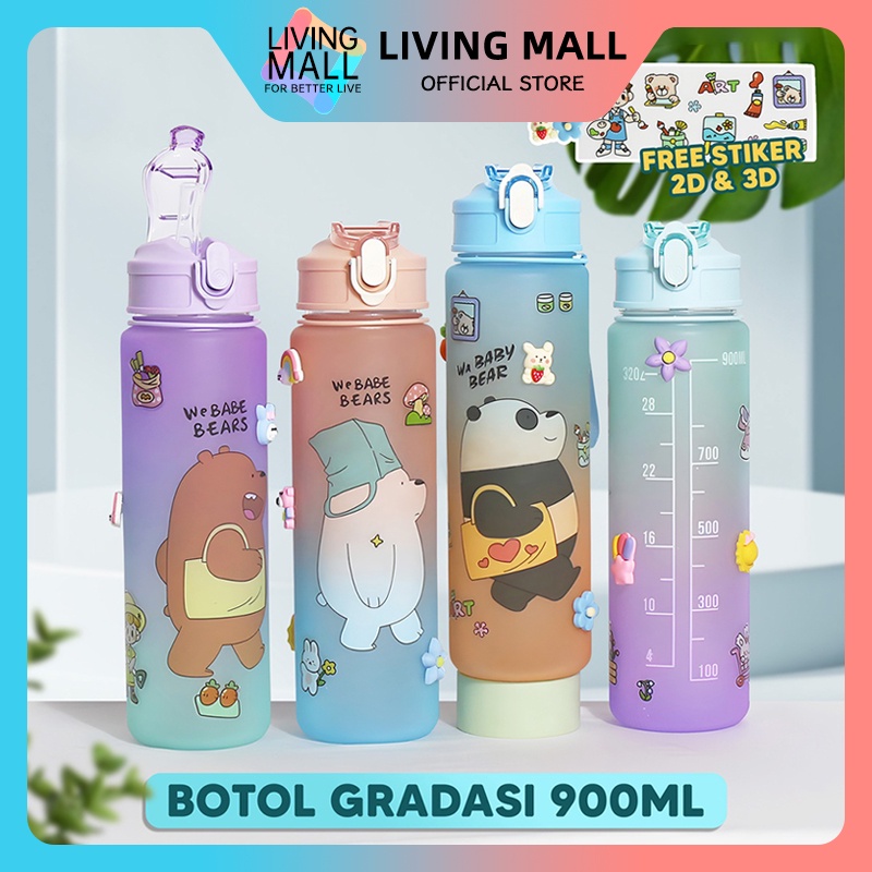 Jual Bottle Bear 900ML / Free Sticker 2D & 3D / Botol Warna Gradasi ...