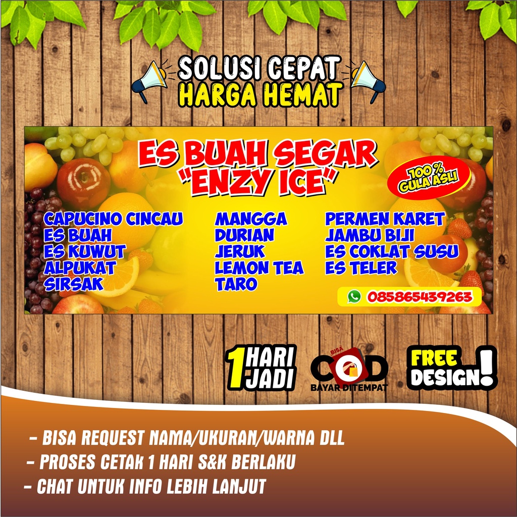 Jual Spanduk/Banner Es Buah Custom Ukuran 250 X 100 | Shopee Indonesia