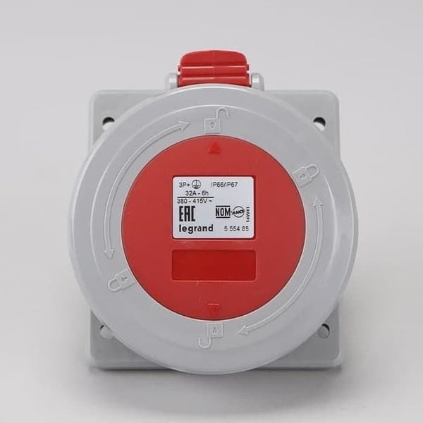 Jual LEGRAND 555489 PANEL MOUNTING SOCKET 32A 5 PIN 3P+N+E, 4P+N 380V ...