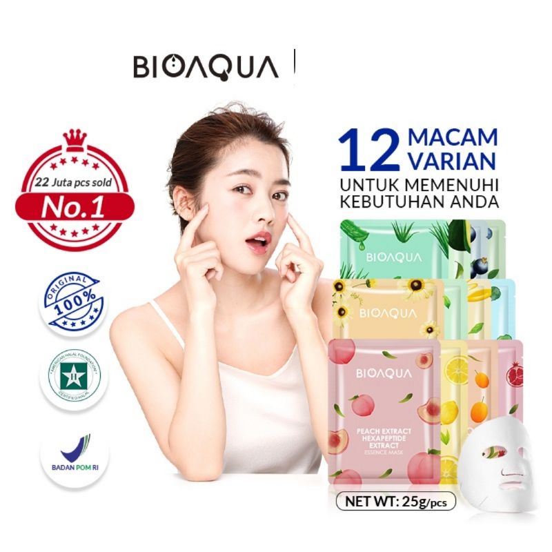 Jual BIOAQUA Sheetmask 100% ORIGINAL BPOM/Masker bioaqua | Shopee Indonesia