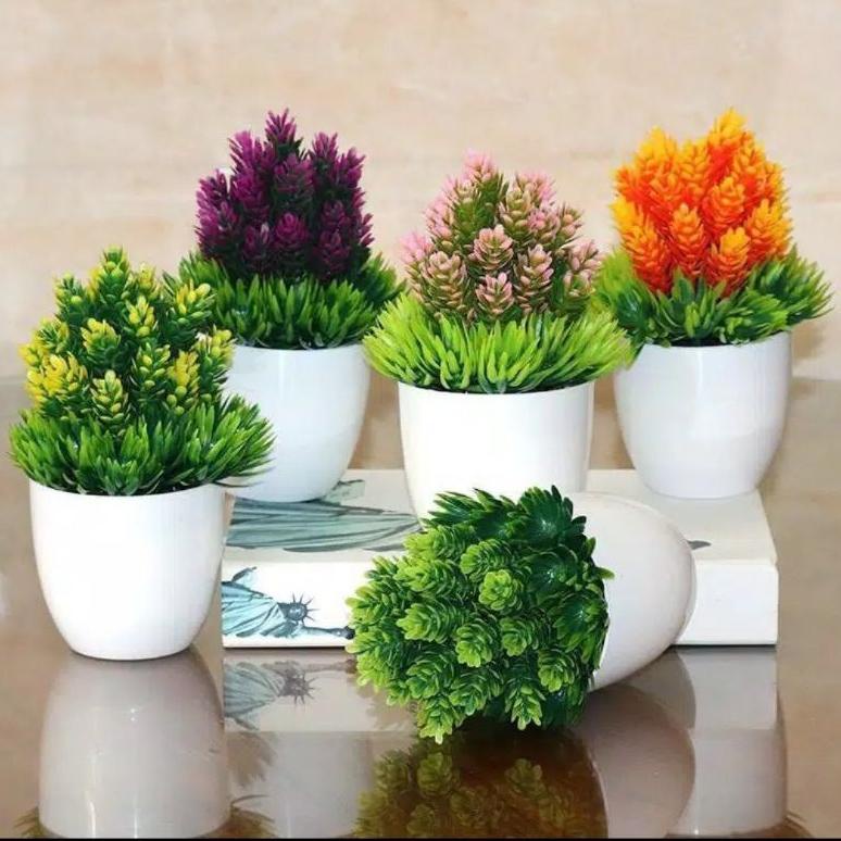 Jual BUNGA HIAS TANAMAN HIAS PLASTIK PALSU DEKORASI RUMAH PINUS MINI ...