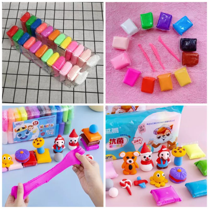 Jual clay mainan edukasi anak slime 12 pcs mainan slime super clay ...