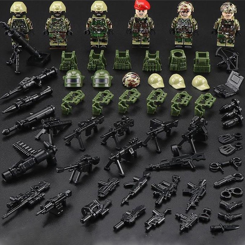 Jual Mainan Minifigure Military Swat Team Guns WW2 Building Blocks ...