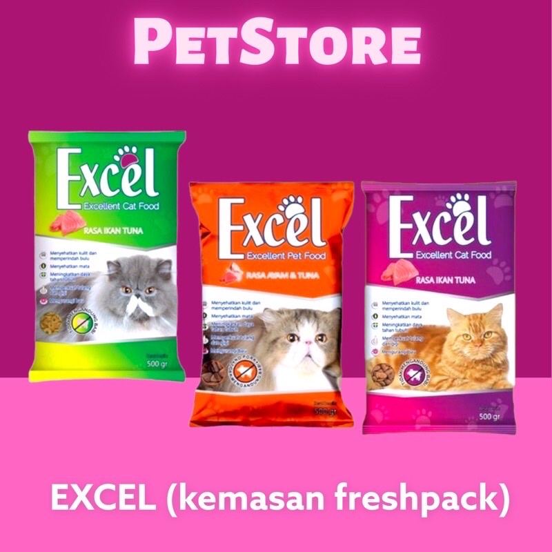 Jual Excel Cat Dry Food 500gr - Makanan Kering Kucing | Shopee Indonesia