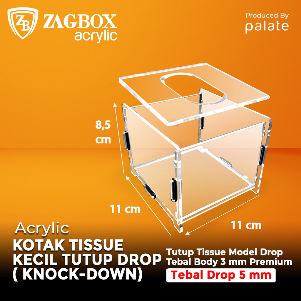 Jual AKRILIK TEMPAT TISSUE KECIL / TISSUE BOX KECIL MODEL DROP 3MM ...