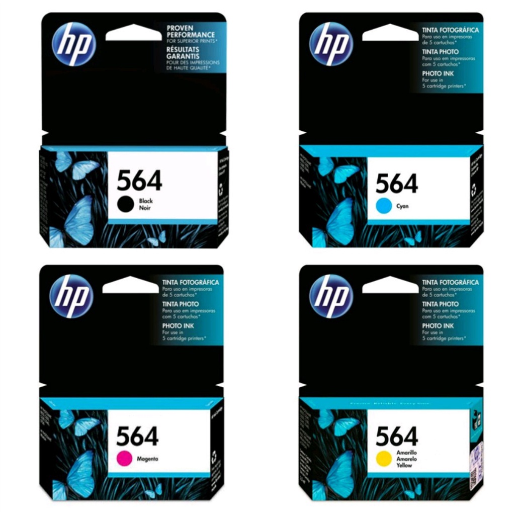 Jual tinta cartridge HP 564 black + 564 color original for : HP ink ...