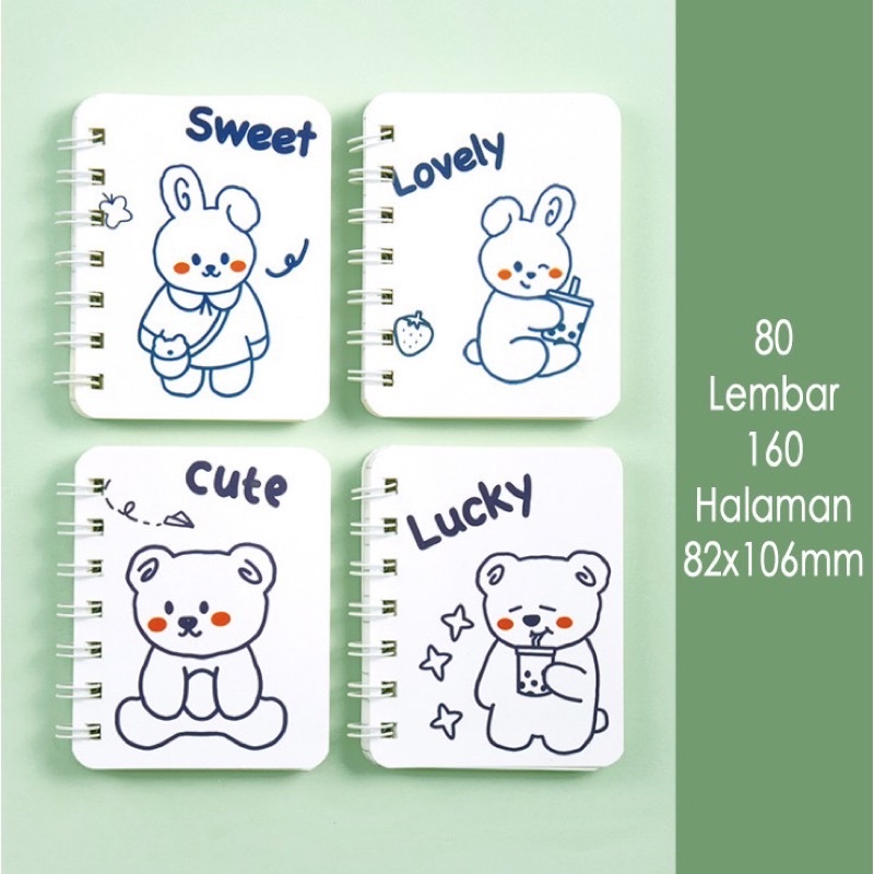 Jual notebook A7 notes ring spiral buku catatan mini warna putih simple ...
