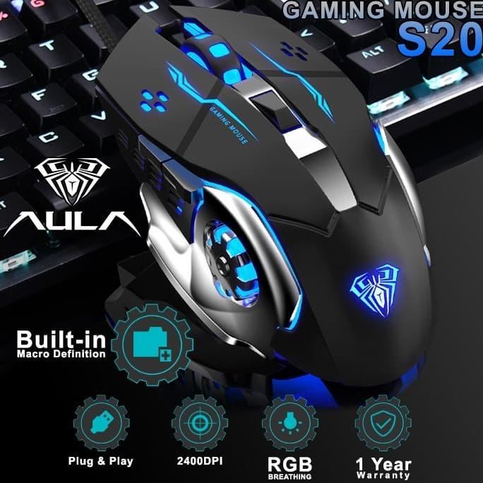 Jual Mouse Gaming Aula S20 2400Dpi Rgb Driver Macro Software | Shopee ...