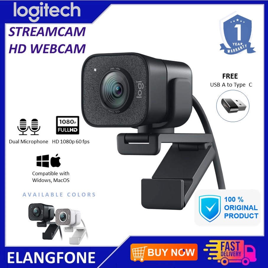 Jual Logitech StreamCam Stream Cam Full HD USB-C Webcam Logitech ...