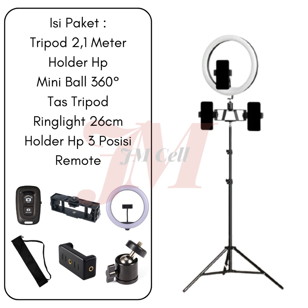 Jual Paket Terlengkap Tripod Hp 2,1 Meter Live Streaming / Tripod For Selfie Konten Video ...