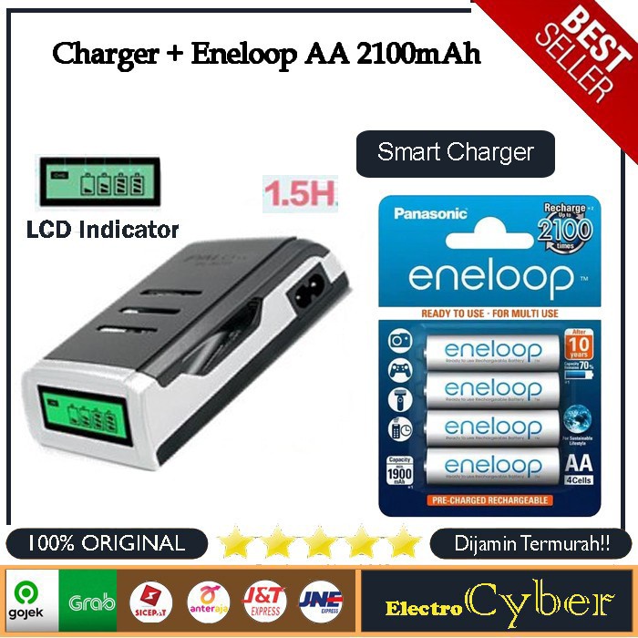 Jual Paket Baterai Rechargeable Eneloop PRO AA 4 pcs 2550MAH + Charger ...