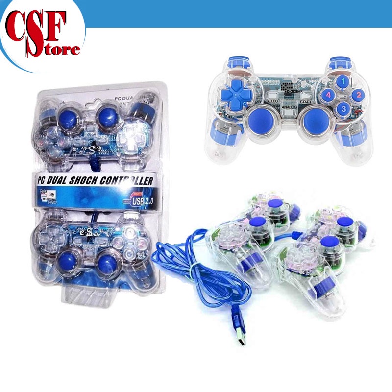 Jual Stik PS PC JOYSTICK PC Laptop Gamepad Double Transparan Usb ...
