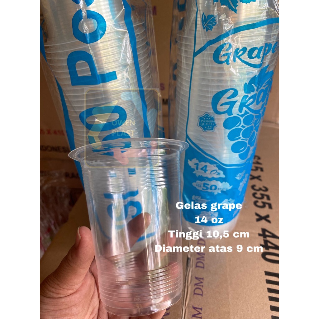 Jual GELAS PLASTIK MURAH/GELAS OZ MEREK GRAPE ISI 50 PCS 10 12 14 16 OZ ...
