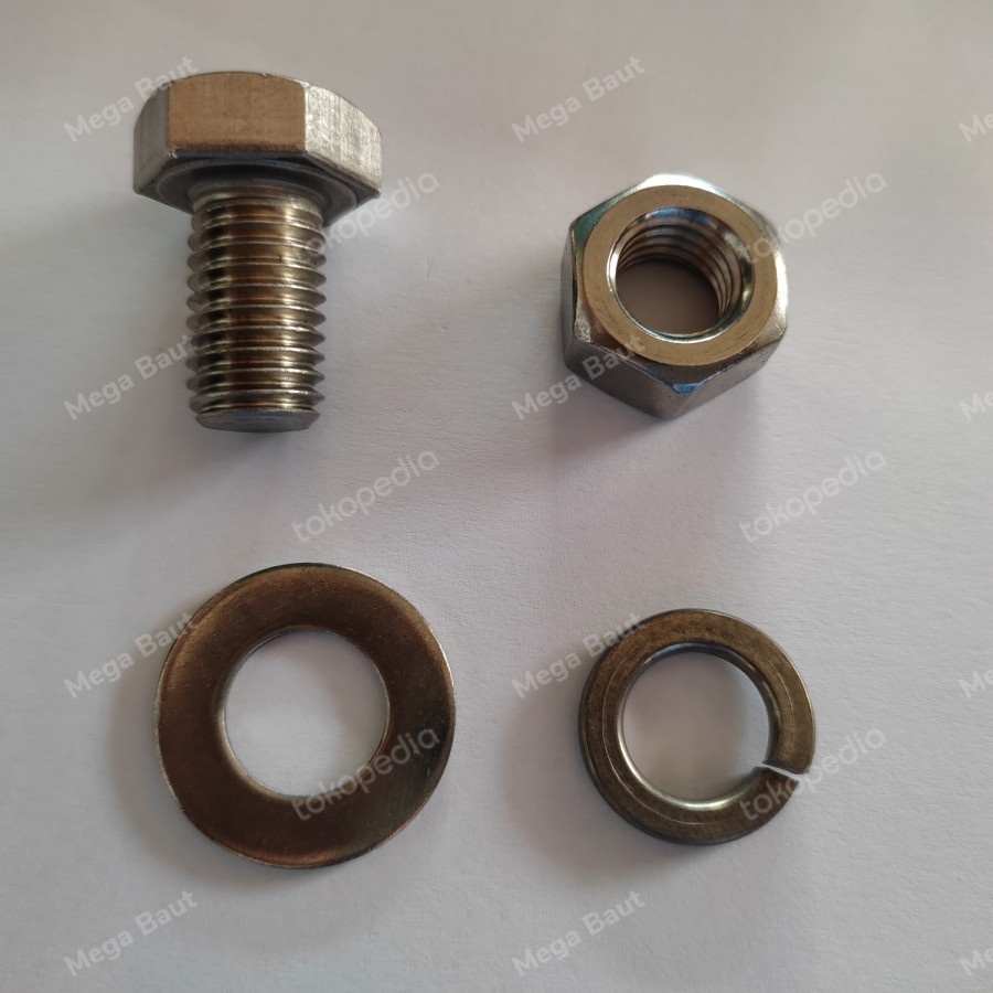Jual Baut Stainless S304 1/2 x 3/4 SET | Shopee Indonesia