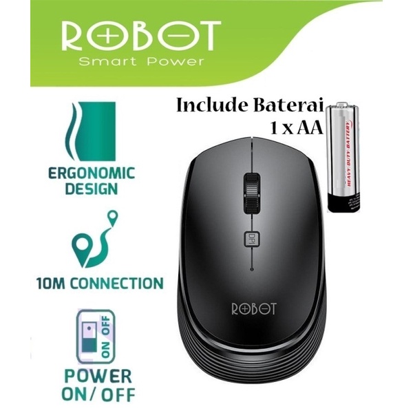 Jual ROBOT USB Mouse Wireless Optical 2.4Ghz Include Baterai | Shopee ...