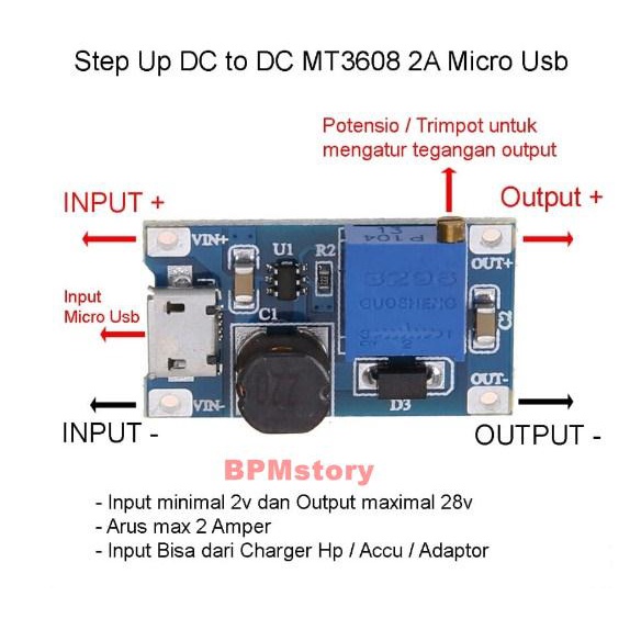 Jual Modul Step Up DC to DC MT3608 MICRO USB | Shopee Indonesia