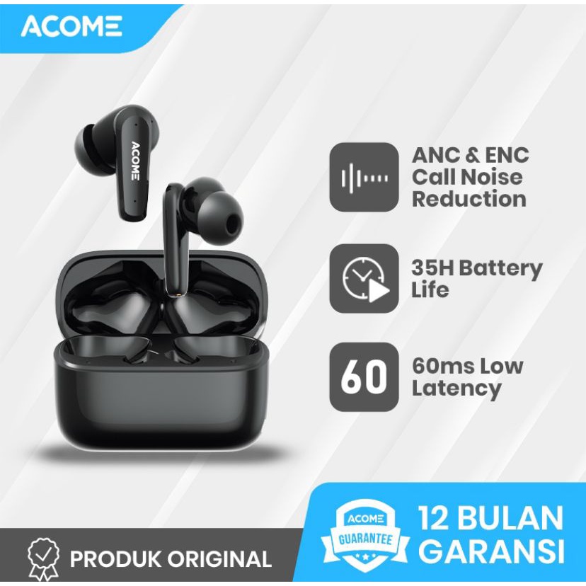 Jual Acome T5NC ANC TWS Headset Earphone Bluetooth 5.2 ENC Call Noise ...