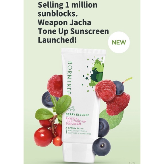 Jual borntree berry essence physical pink tone up sunscreen 50ml ...