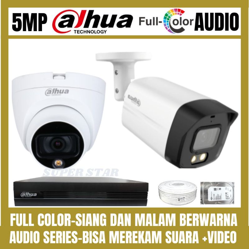 Jual PAKET CCTV DAHUA FULL COLOR 5MP 4 CHANNEL 2 KAMERA AUDIO COLORVU | Shopee Indonesia