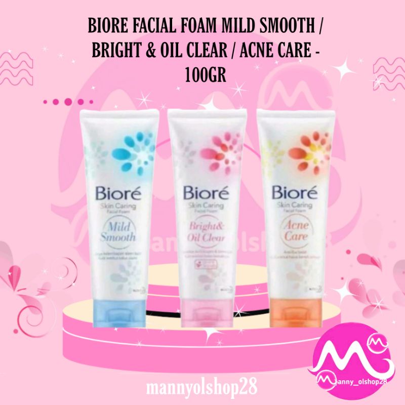 Jual BIORE FACIAL FOAM MILD SMOOTH / BRIGHT & OIL CLEAR / ACNE CARE ...