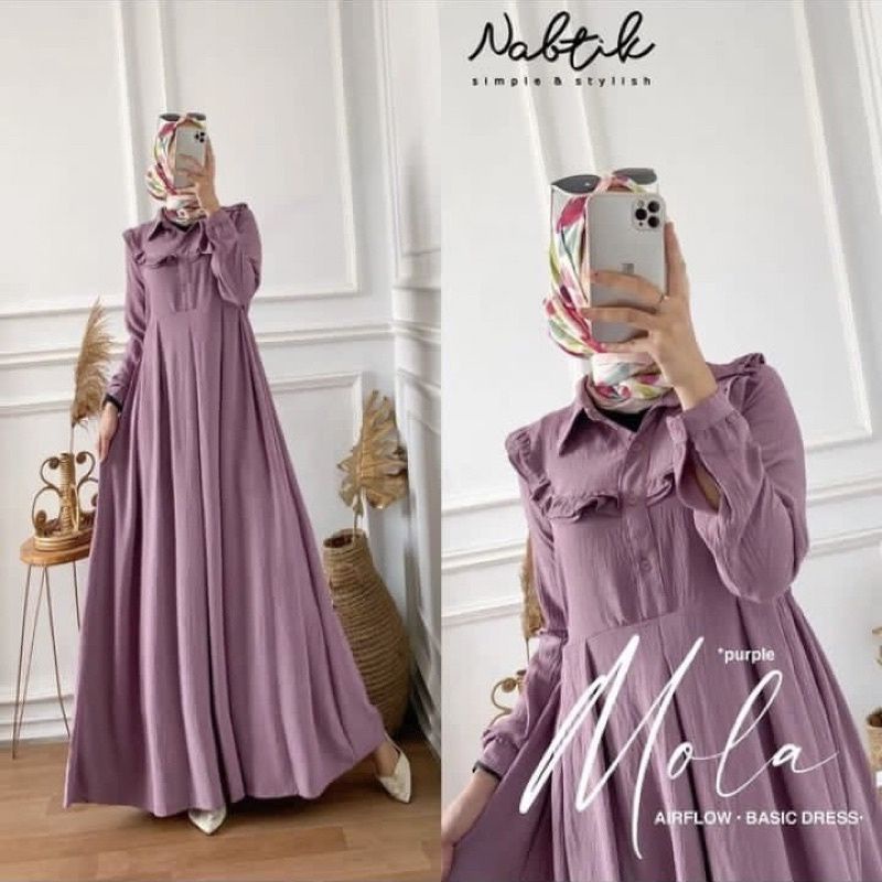 Jual ( BAYAR DI TEMPAT) MOLA DRESS CRINKLE AIRFLOW GAMIS POLOS TERBARU | Shopee Indonesia