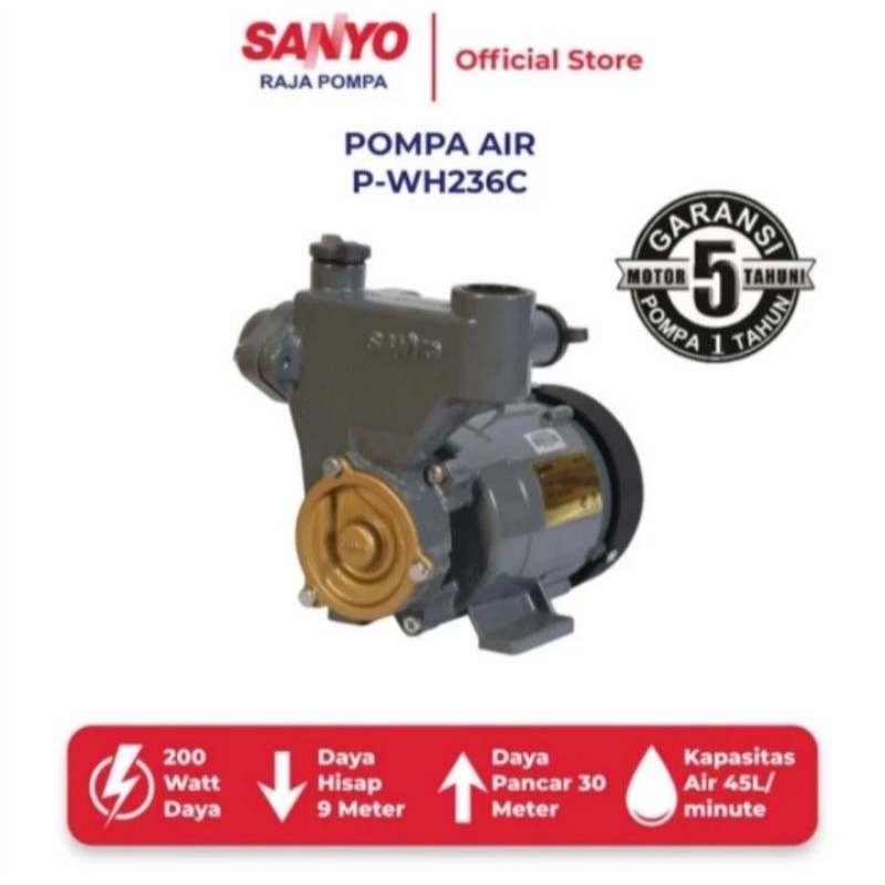 Jual Pompa Air Sanyo P-WH236C Non Auto | Listrik PWH236C PWH 236C 200W ...