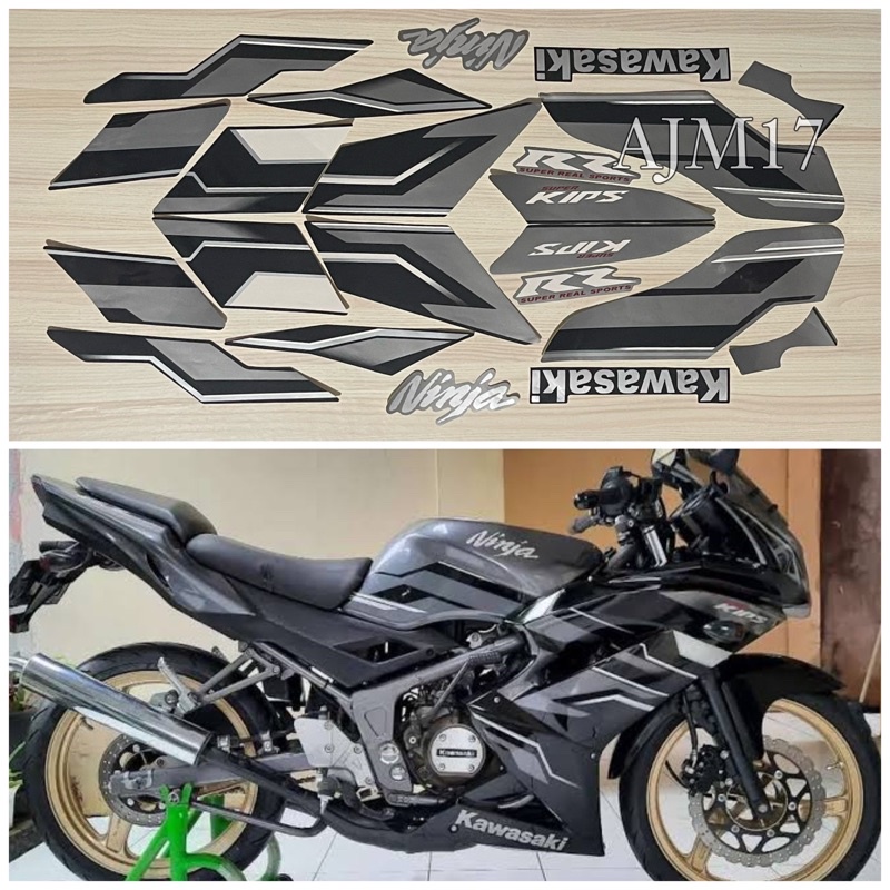Jual STIKER STRIPING MOTOR NINJA RR NEW 2015 HITAM ABU | Shopee Indonesia